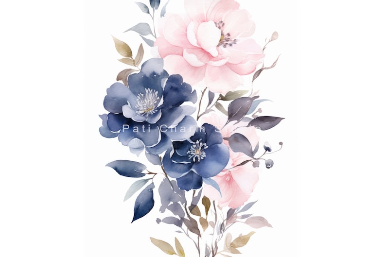 Watercolor Flower Clipart Bundle, Digital Download, Wedding Clipart ...