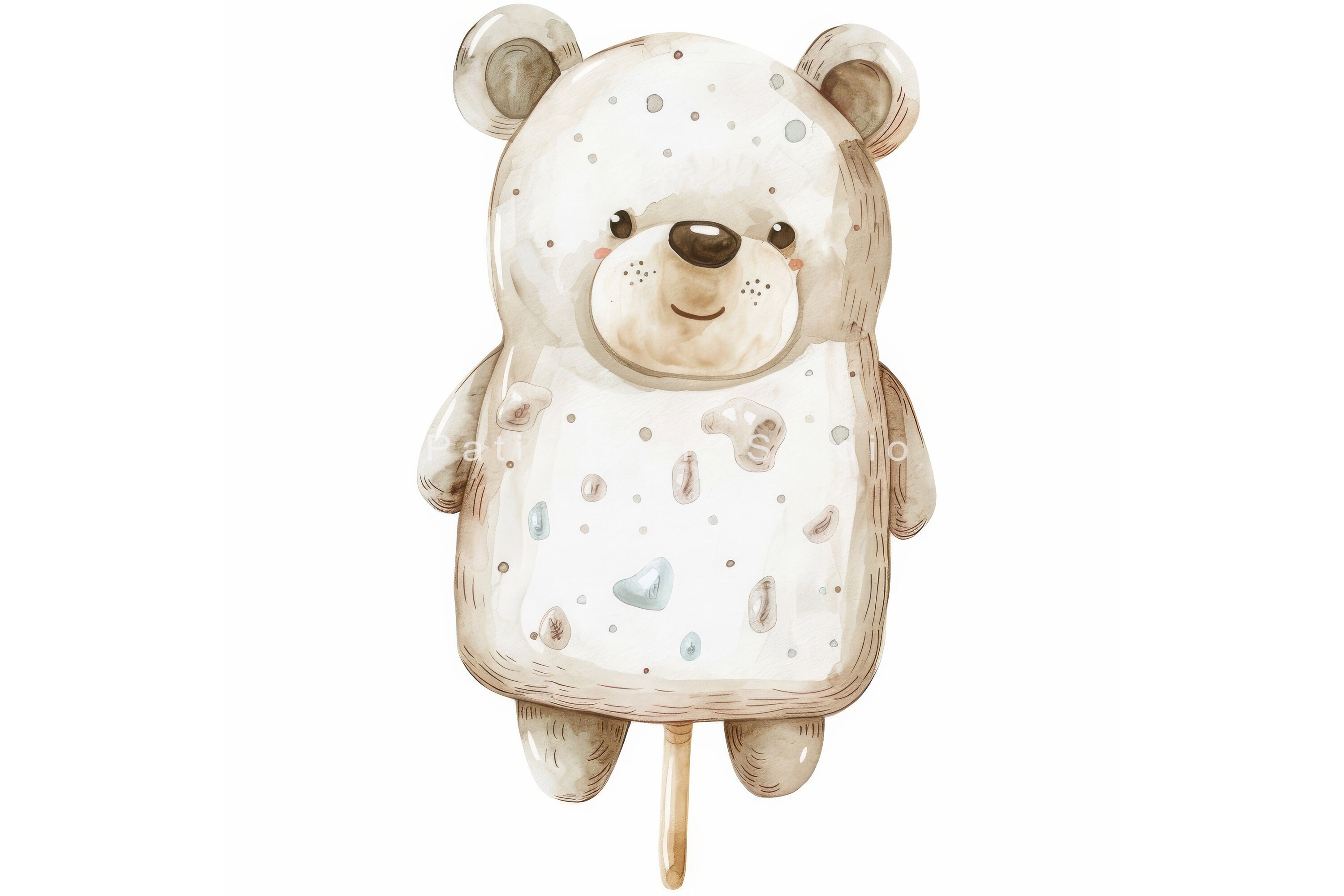 Cute Bear Ice Cream Clipart Set, Watercolor Ice Cream Nursery Clipart ...