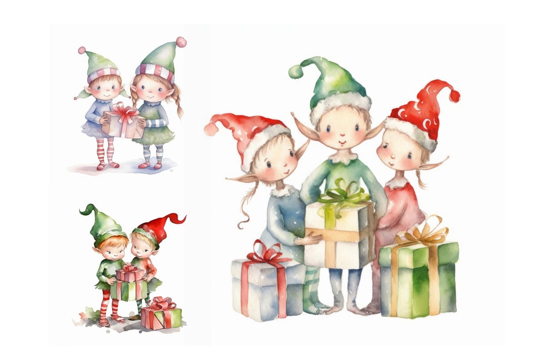 Christmas Elf Clipart 9 High Quality Jpgs, Elves Clipart, Instant ...