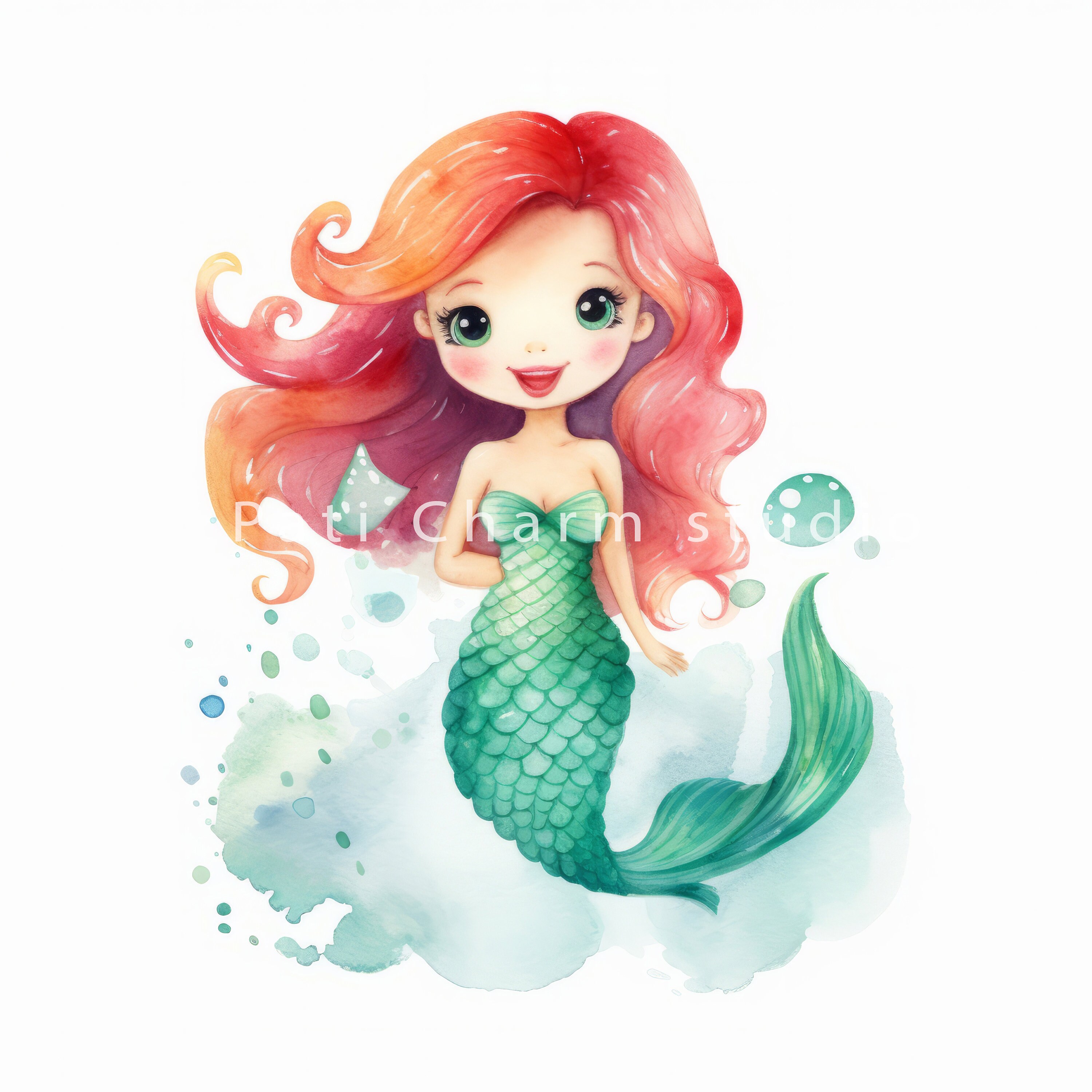 Watercolor Mermaid Clipart Bundle 9 High Quality Jpgs, Under the Sea ...