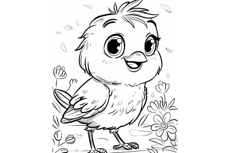 Cute Bird Coloring Page for Kids, Instant Download, Coloring Book ...