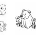 Cute Bear With Flowers Coloring Page for Kids, Instant Download ...
