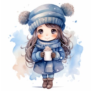 Winter Girl Clipart Bundle, Jpgs, Cute Girl Clipart for Commercial Use ...