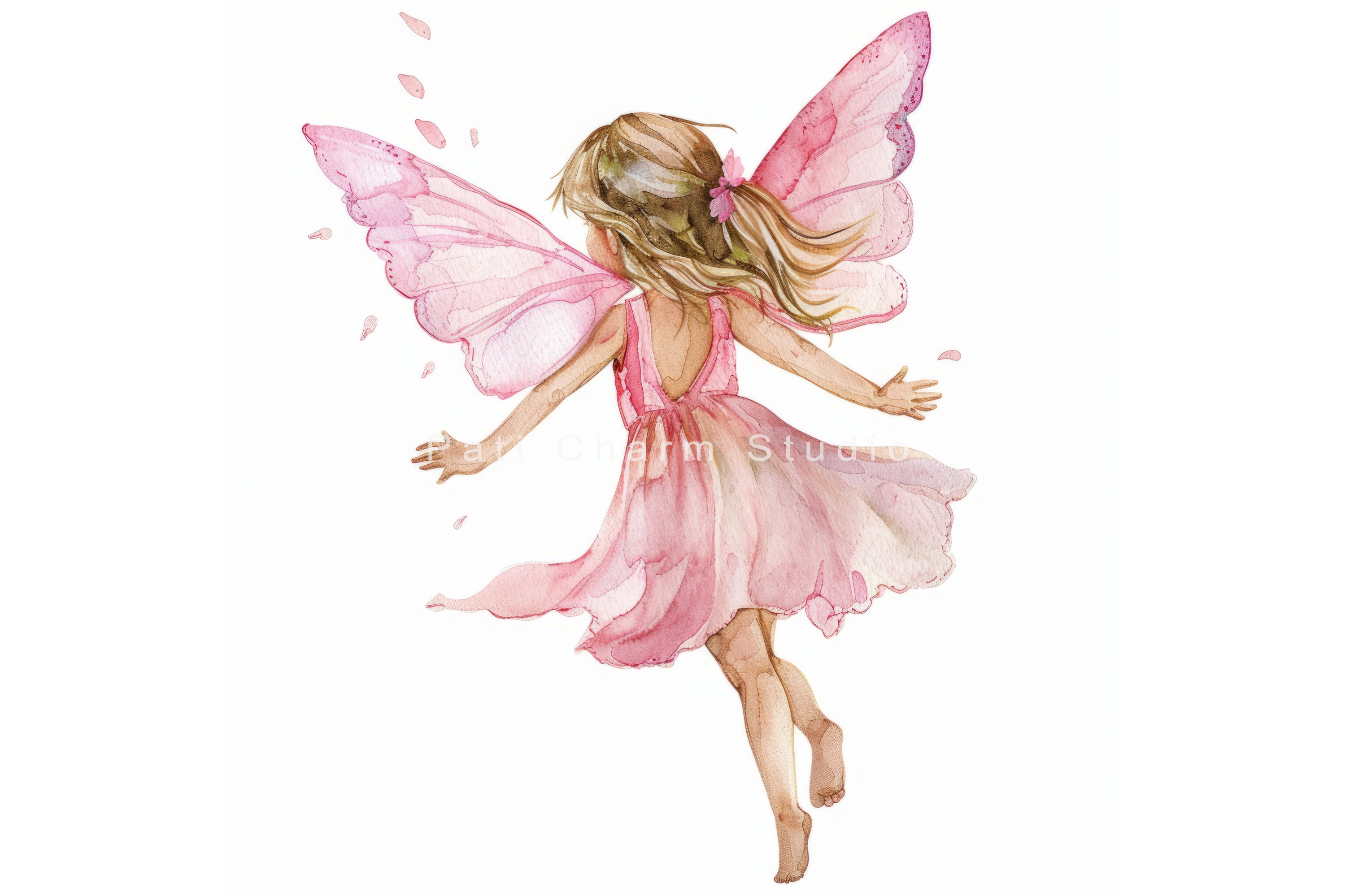 Watercolor Fairy Clipart Bundle, Pink Fairy Digital Clipart, Nursery ...