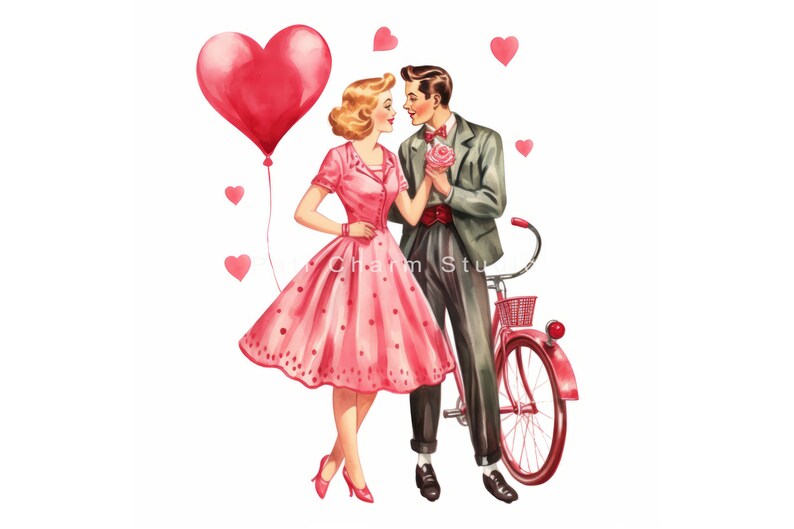 Retro Couple Clipart Set, Jpgs, Valentine Clipart, Wedding Clipart ...