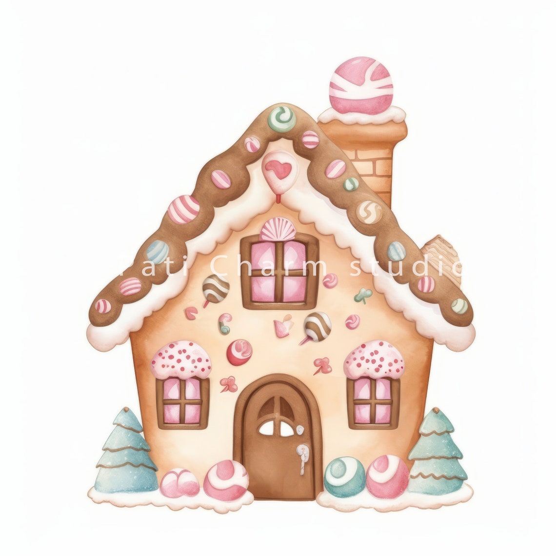 Gingerbread House Clipart, High Resolution JPG, Cute Christmas Clipart ...