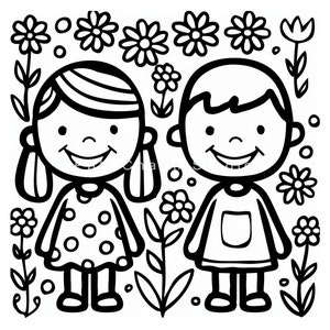 Happy Kids Coloring Page for Kids, Instant Download, Coloring Book ...