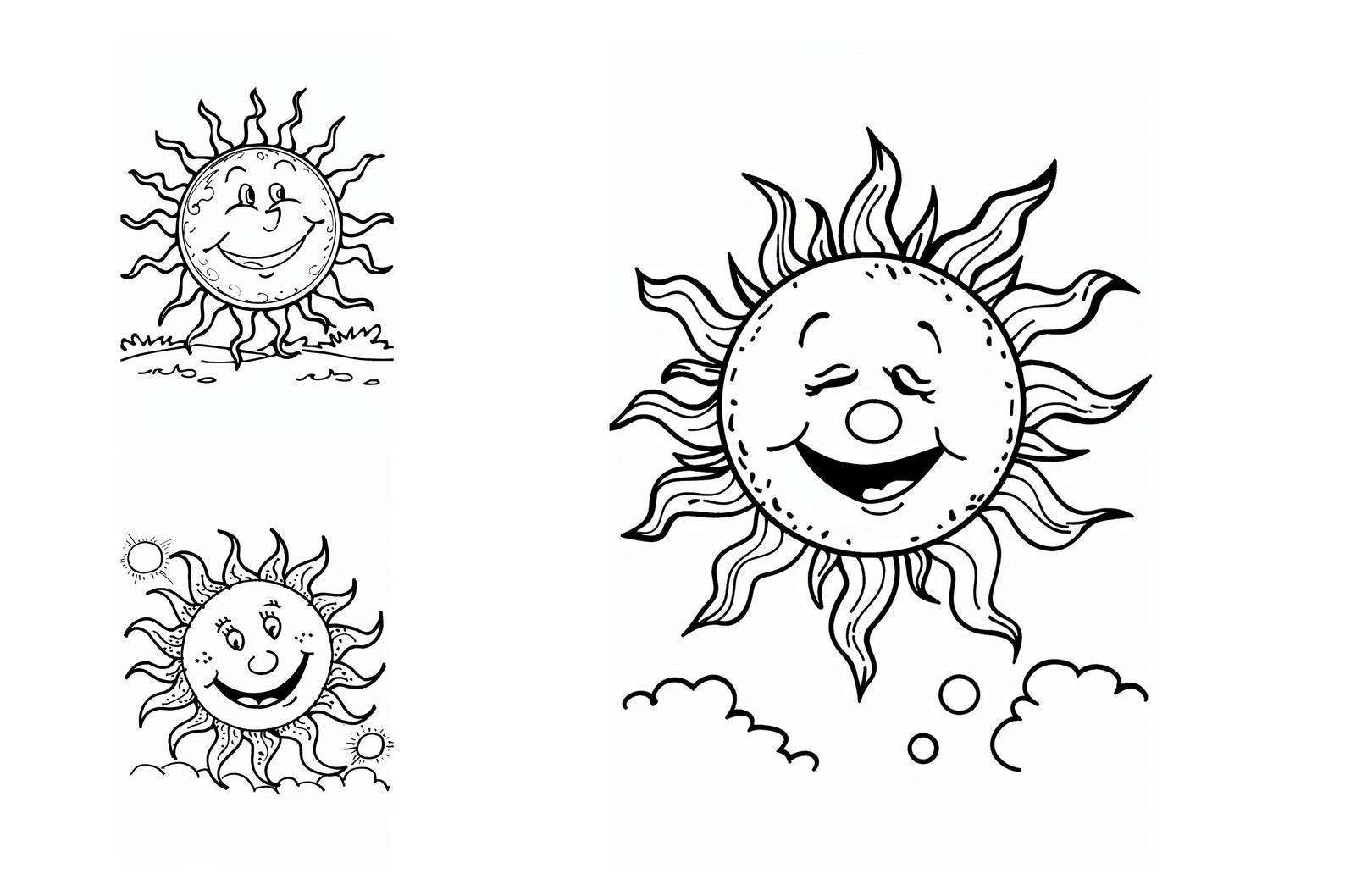 Happy Sun Coloring Page for Kids, Instant Download, Coloring Book ...