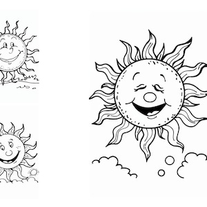Happy Sun Coloring Page for Kids, Instant Download, Coloring Book ...