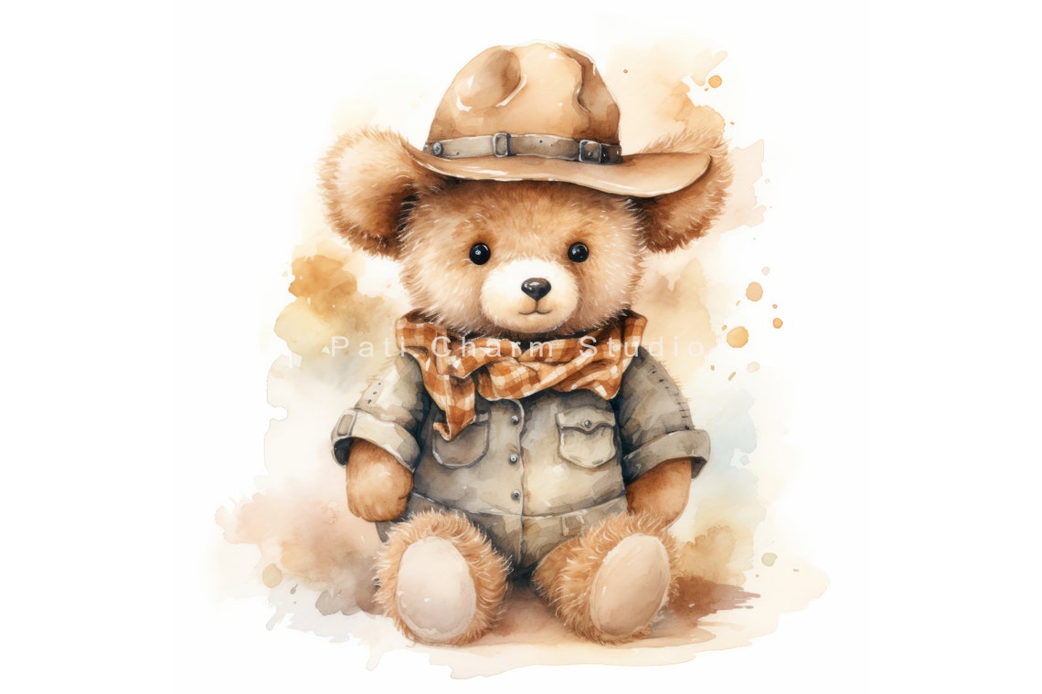 Cowboy Teddy Bear Clipart Bundle High Quality Jpgs Cowboy - Etsy
