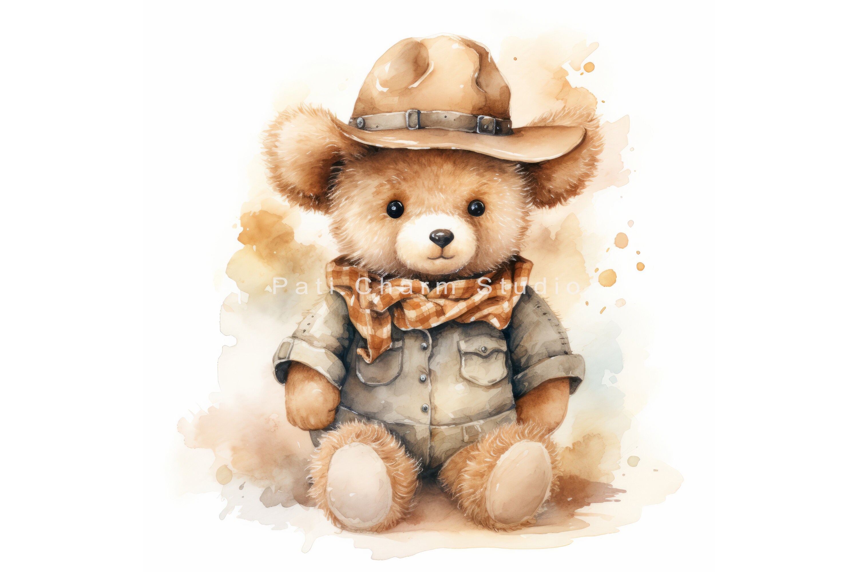 Cowboy Teddy Bear Clipart Bundle, High Quality Jpgs, Cowboy Clipart ...