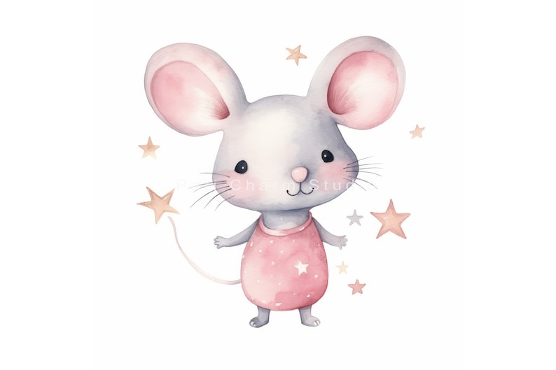 Magic Mouse Clipart Bundle, Fairy Mouse Clipart, Watercolor Mouse Clip ...