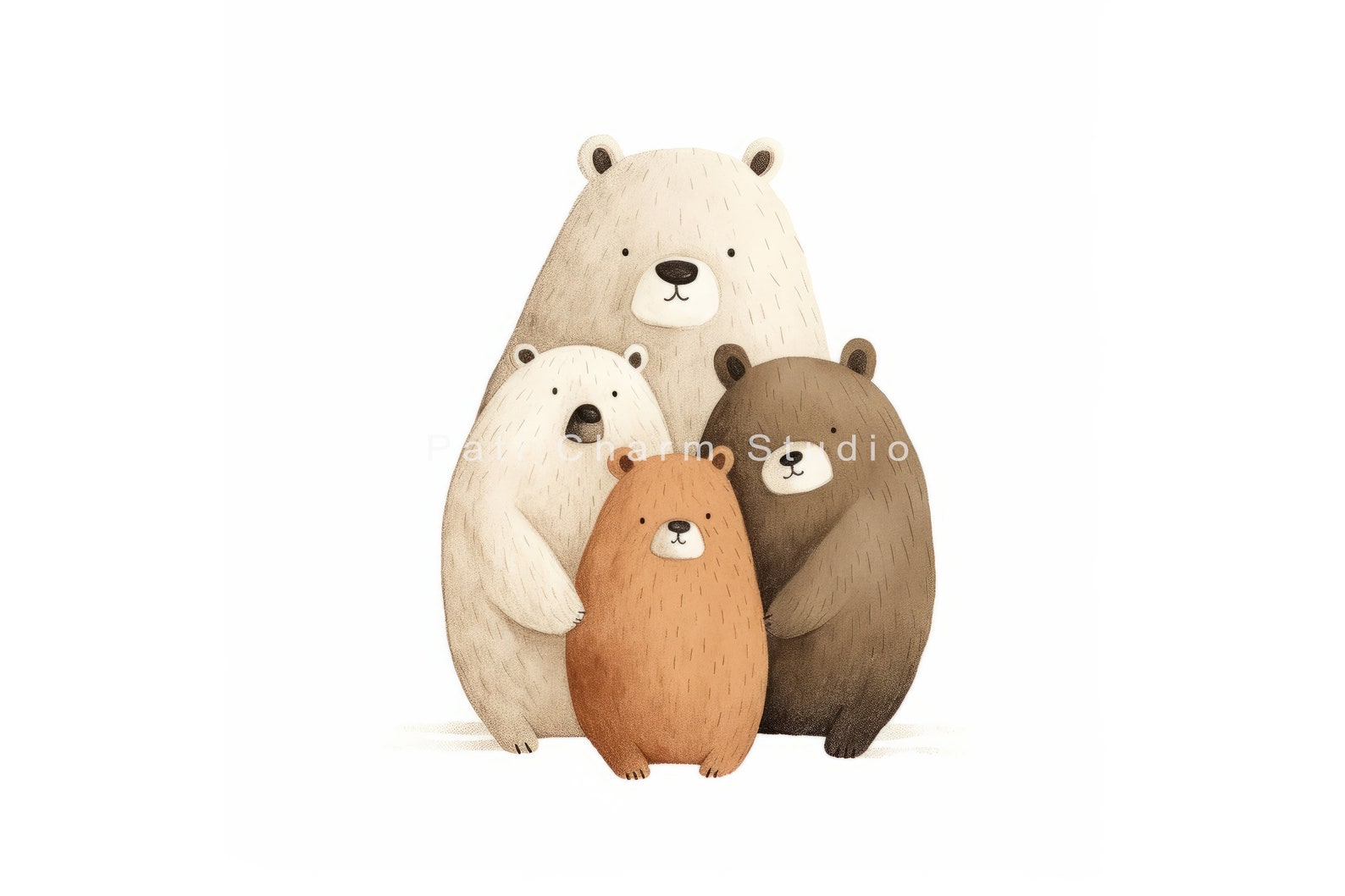 Cute Bear Family Clipart Bundle, High Quality Jpgs, Watercolor Nursery ...