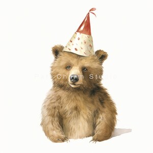 Teddy Bear Birthday Clipart, Watercolor Bear Clipart, Happy Birthday ...