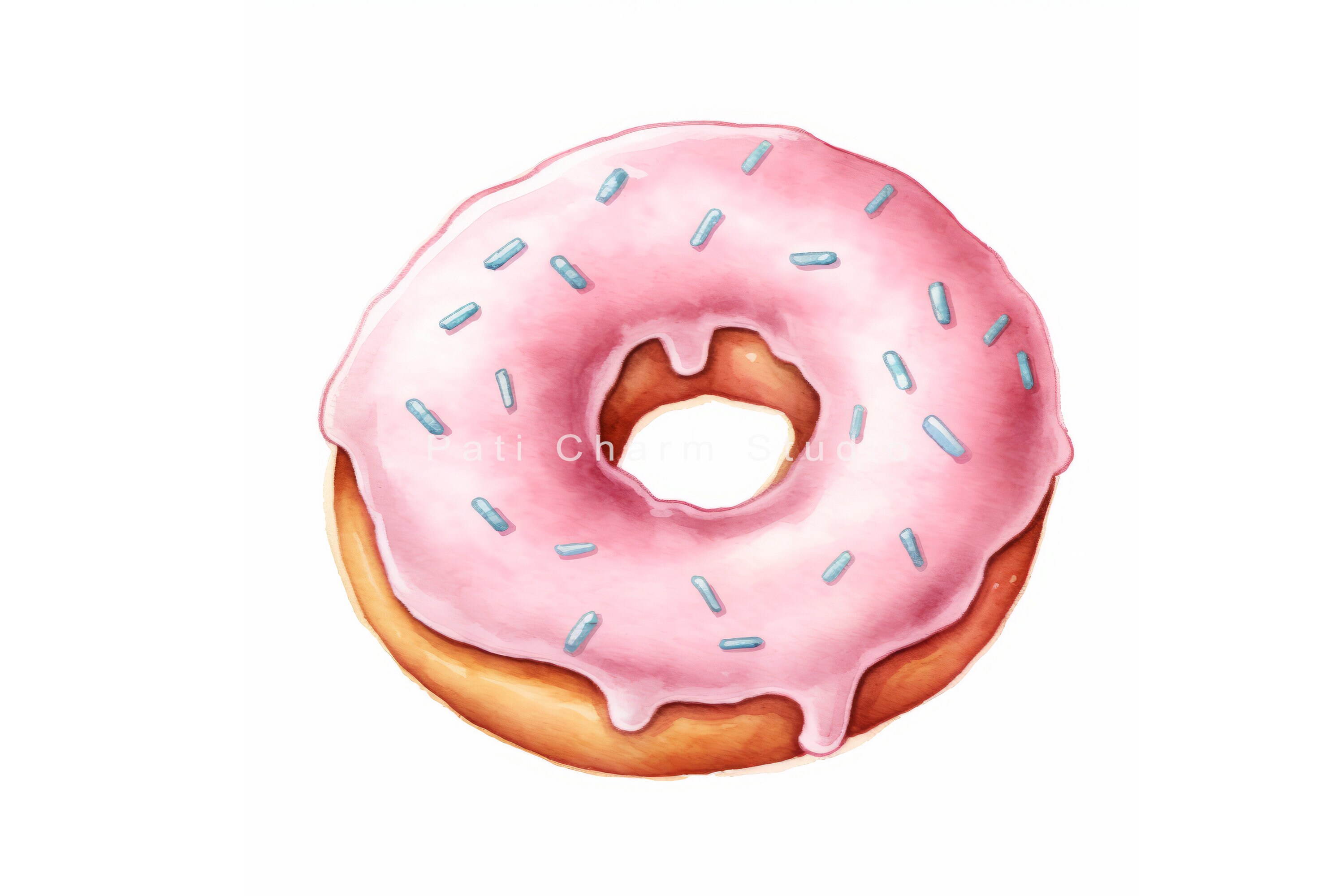 Watercolor Donuts Clipart Set, Sweet Dessert Clipart Bundle for ...