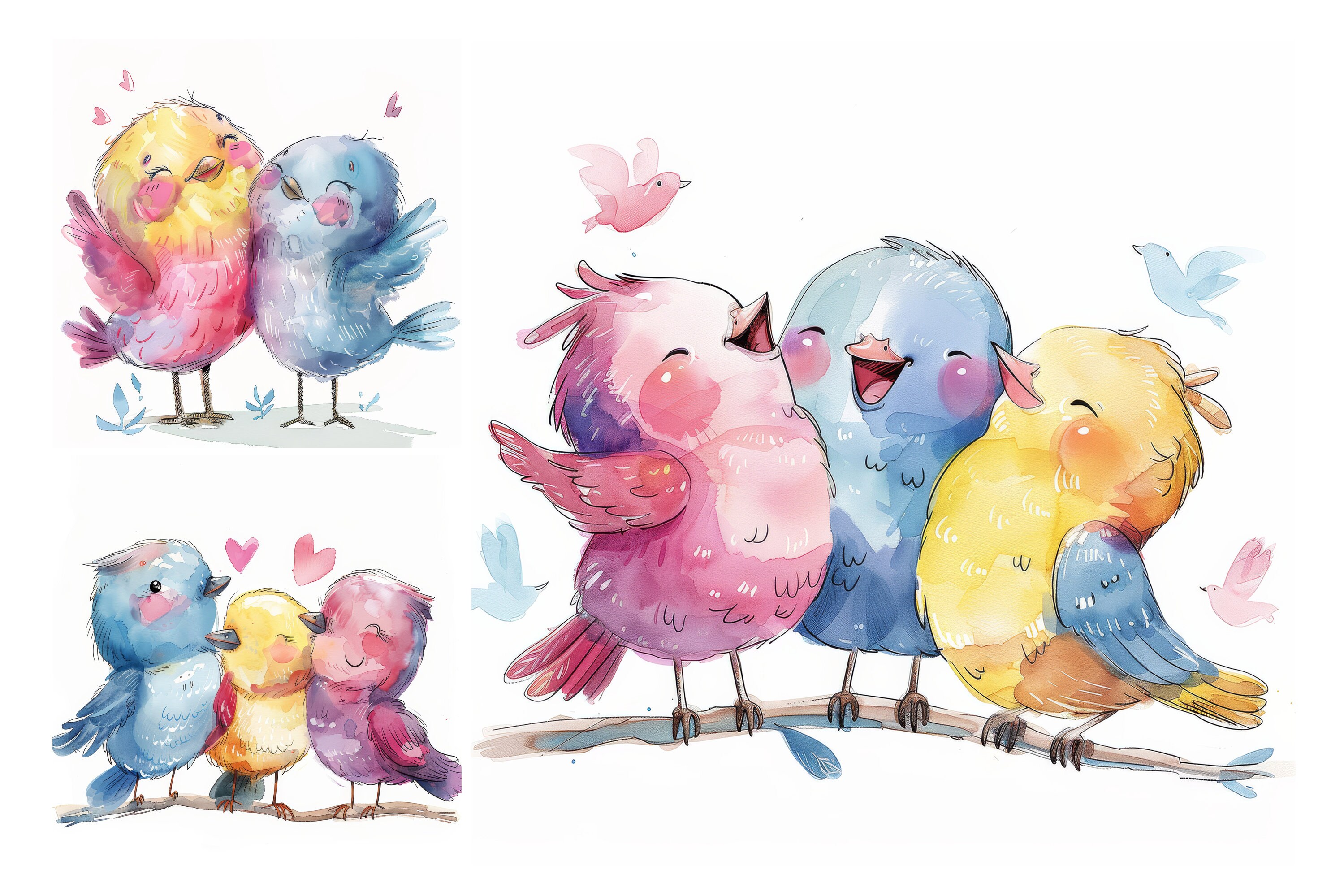 Cute Little Bird Clipart Bundle, High Quality Jpgs, Junk Journal ...
