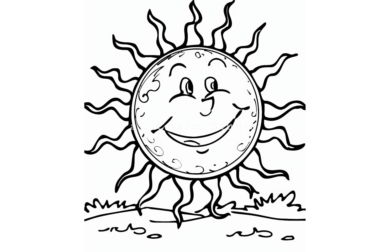Happy Sun Coloring Page for Kids, Instant Download, Coloring Book ...