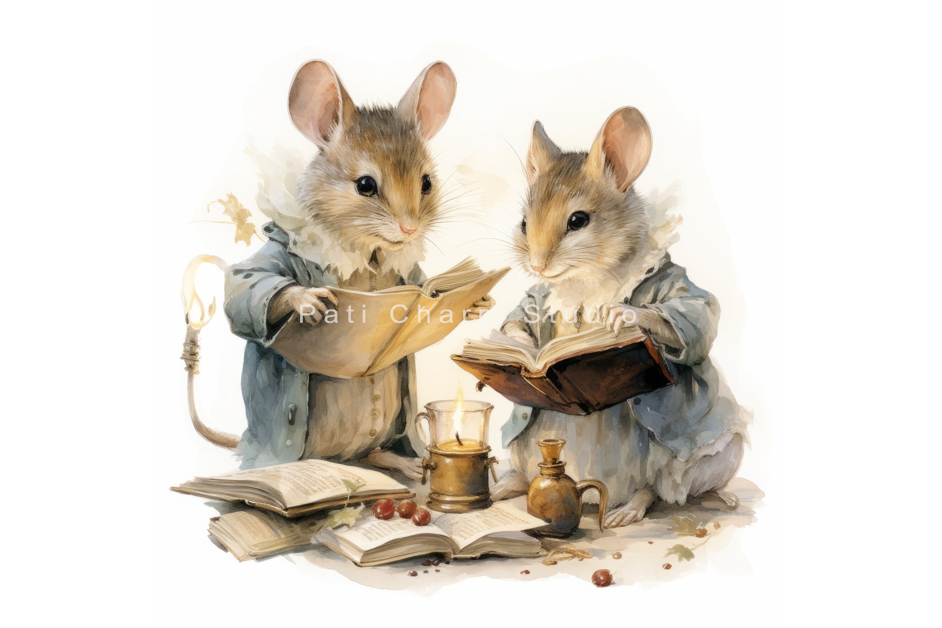 Watercolor Mice Family Clipart Bundle, Jpgs, Digital Download ...