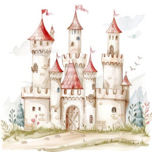 Watercolor Fairy Tale Clipart Bundle, High Quality JPG, Castle Clip Art ...