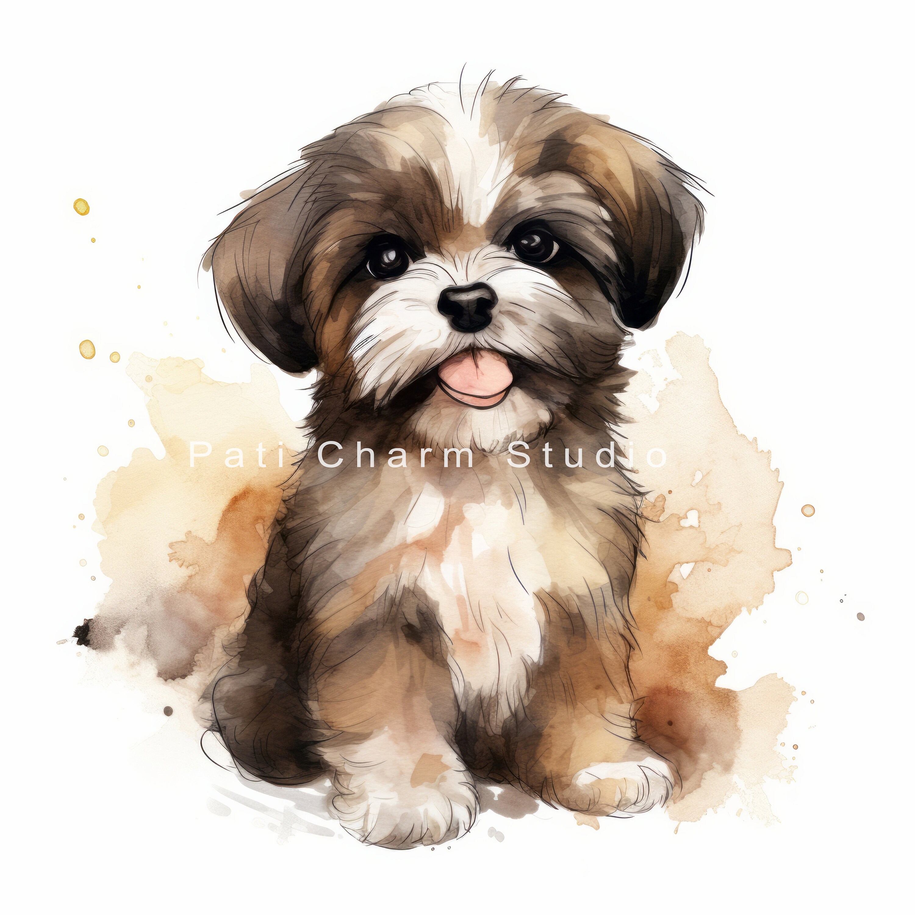 Shih Tzu Watercolor Clipart Bundle Jpgs, High Quality, Digital Download ...