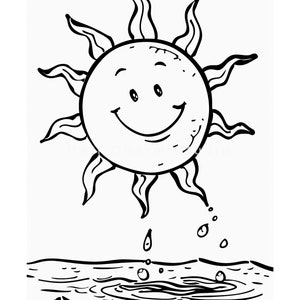 Happy Sun Coloring Page for Kids, Instant Download, Coloring Book ...