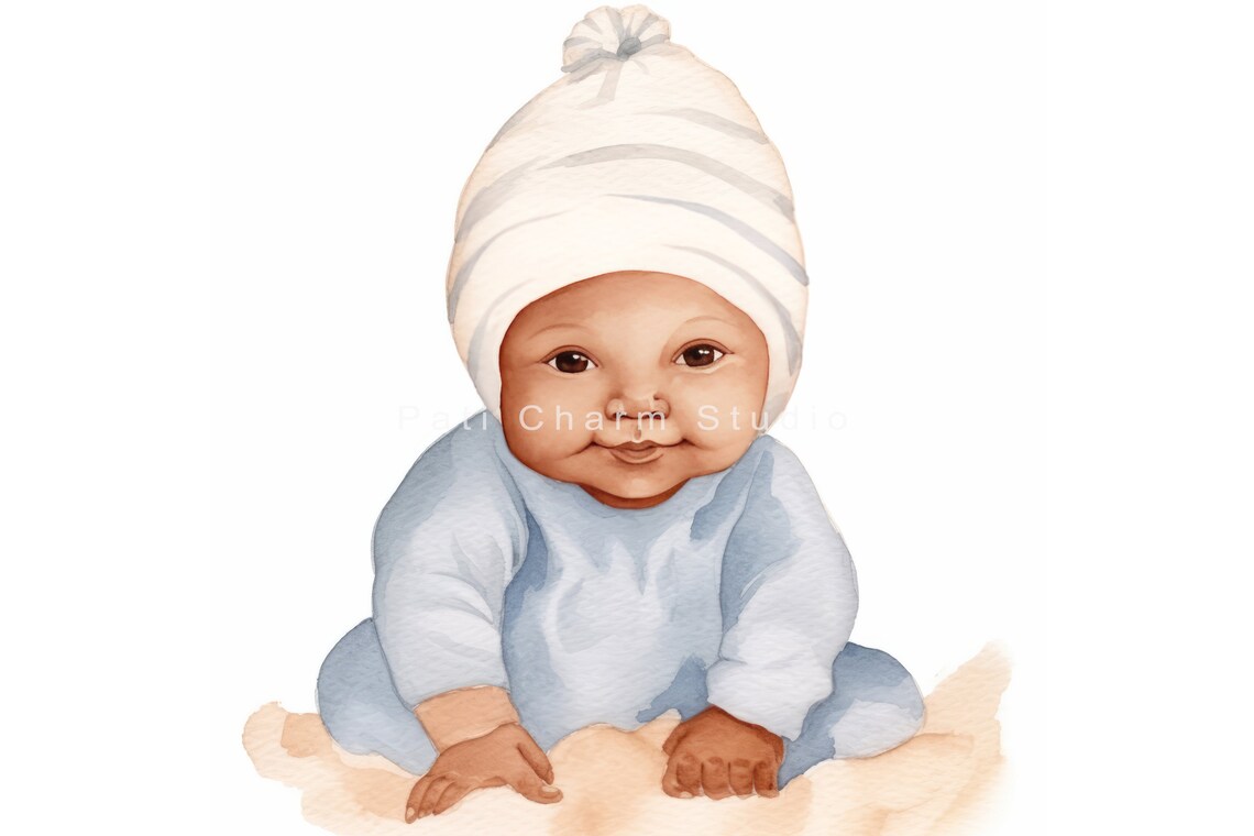 Newborn Baby Clipart Set, Nursery Wall Art, Watercolor Baby Clipart ...