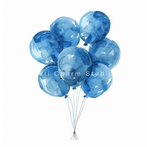 Watercolor Blue Balloon Clipart Set, Pink Balloon Clipart, Digital ...