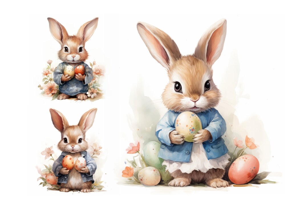 Easter Bunny Clipart, High Quality Jpgs, Spring Clipart, Digital Prints ...