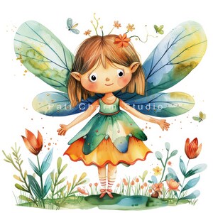 Cute Fairy Garden Clipart Bundle, Fairy Clipart, Little Fairy Girl ...