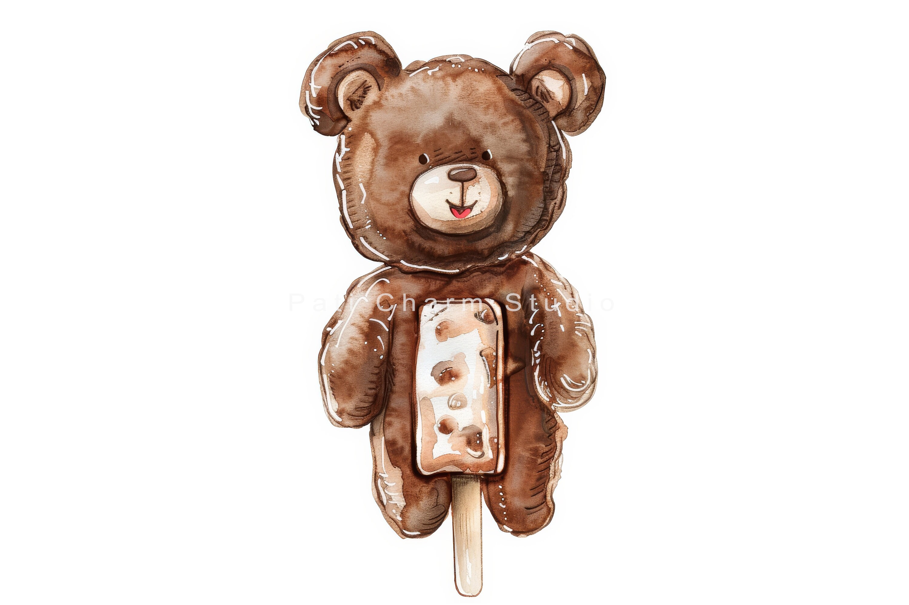 Cute Bear Ice Cream Clipart Set, Watercolor Ice Cream Nursery Clipart ...