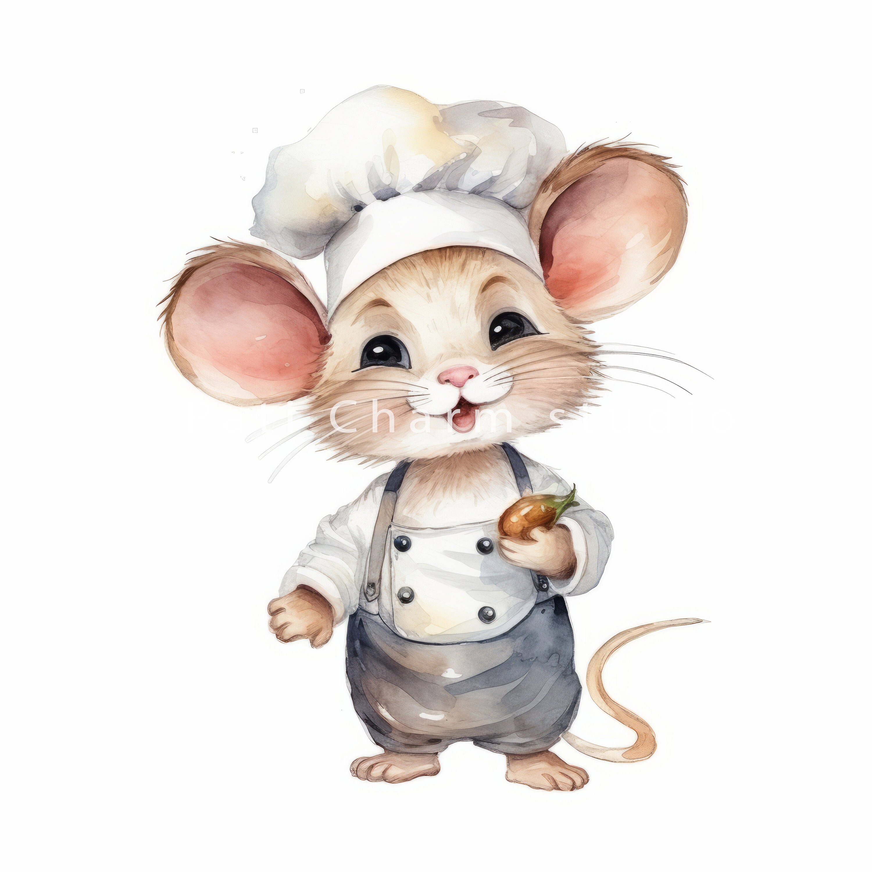 Watercolor Mouse Chef Clipart Bundle JPG, Cute Baking Supplies Clipart ...