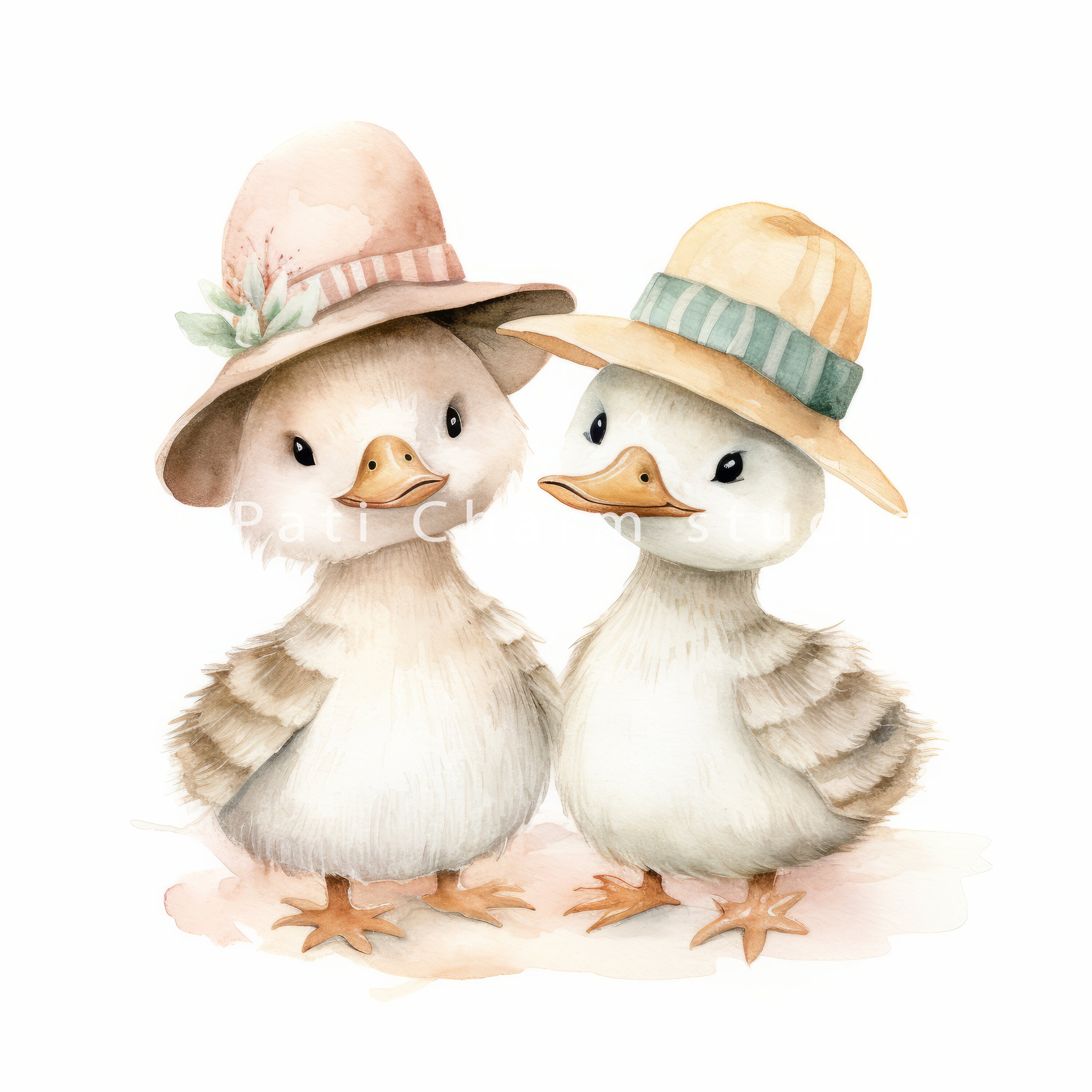 Watercolor Ducks Clipart Bundle, High Quality Jpgs, Valentines Clip Art ...