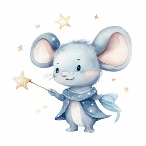 Magic Mouse Clipart Bundle, Fairy Mouse Clipart, Watercolor Mouse Clip ...