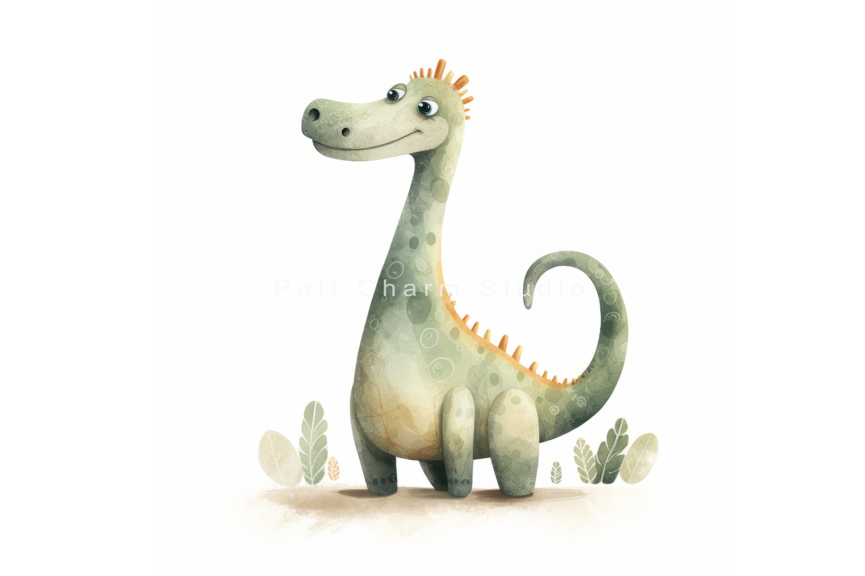 Watercolor Dinosaur Clipart Bundle, Jpgs, Cute Brontosaur Clipart, Baby ...