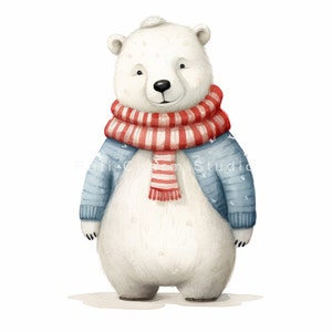 Polar Bear Clipart Bundle, Christmas Clipart, Digital Download, Jpgs ...