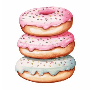 Watercolor Donuts Clipart Set, Sweet Dessert Clipart Bundle for ...