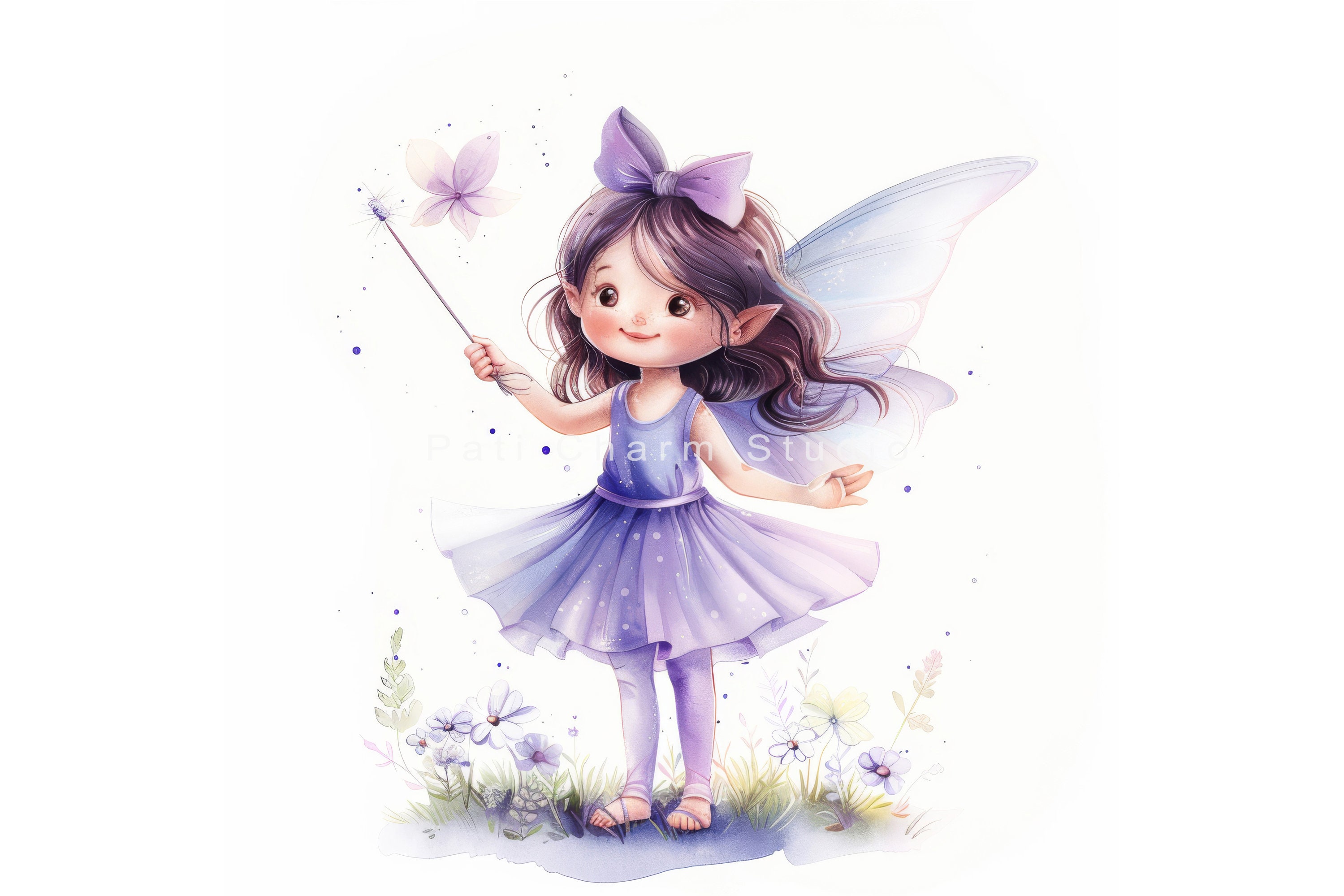 Purple Fairy Clipart Set for Baby, Scrapbook Clipart, Magic Clipart ...