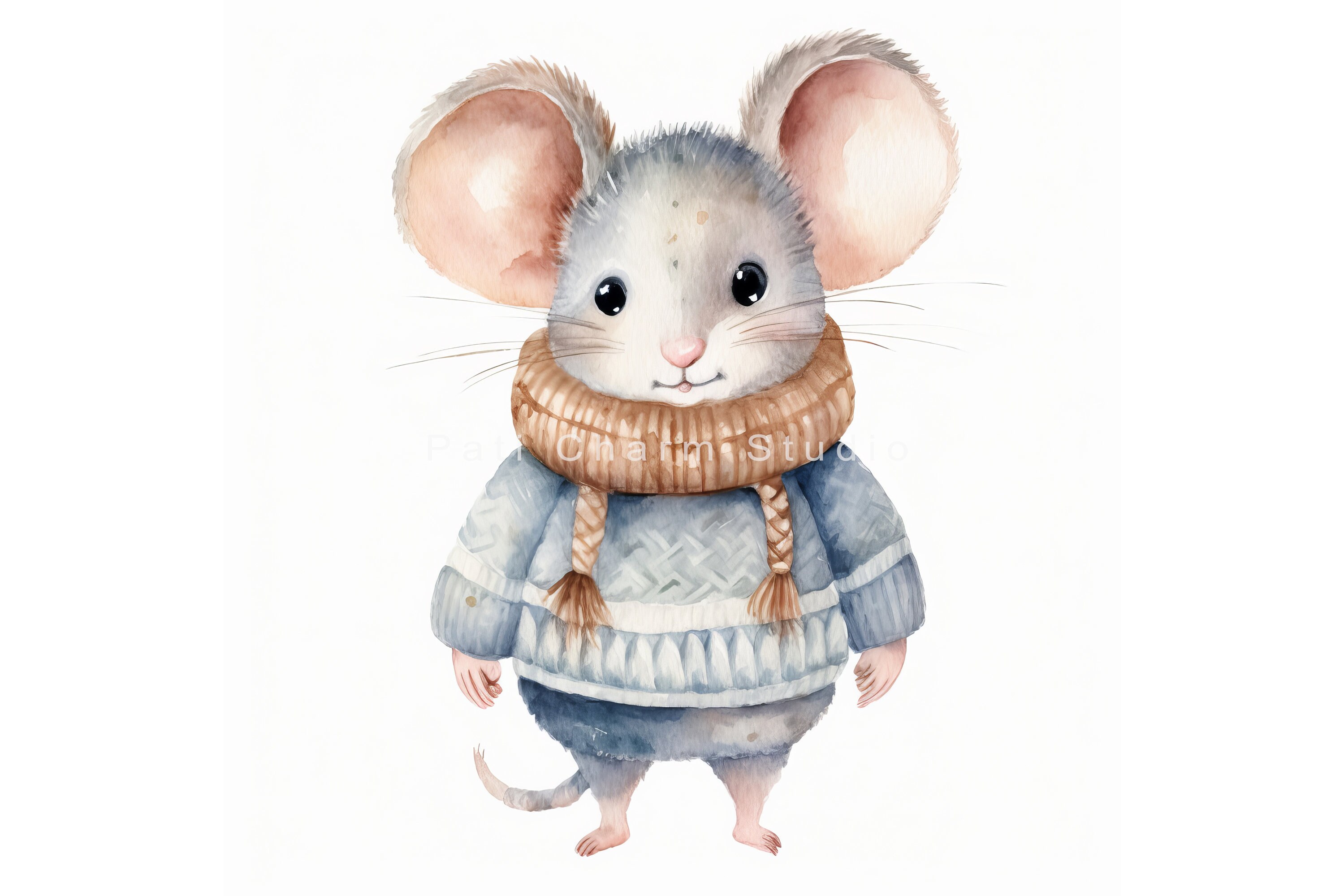 Winter Mouse in Sweater Digital Clipart, High Quality Jpgs, Christmas ...