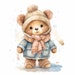 Winter Teddy Bear Clipart, High Quality Jpgs, Watercolor Clipart ...