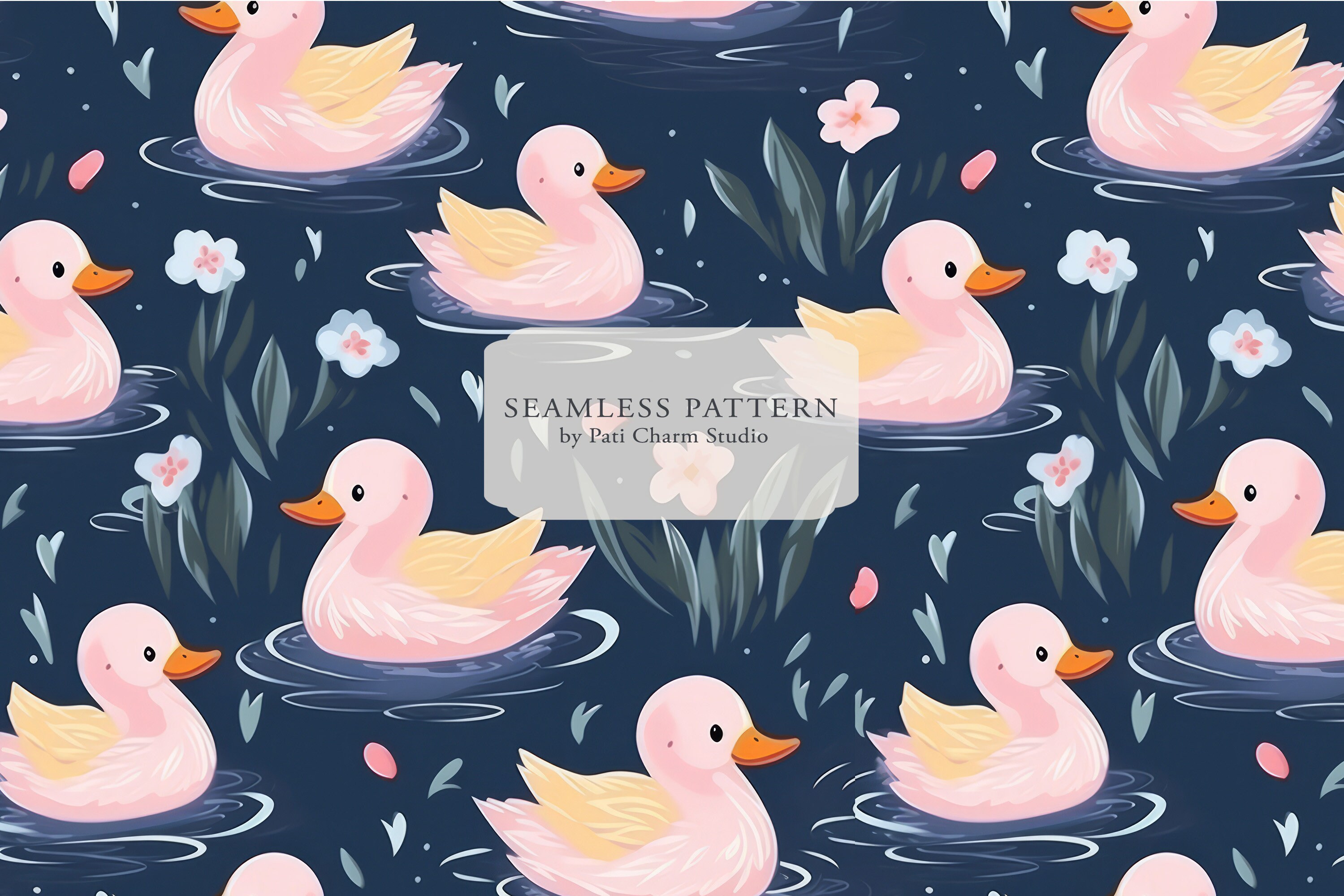 Baby Duck Digital Paper, Scrapbooking, Nursery Seamless Pattern ...