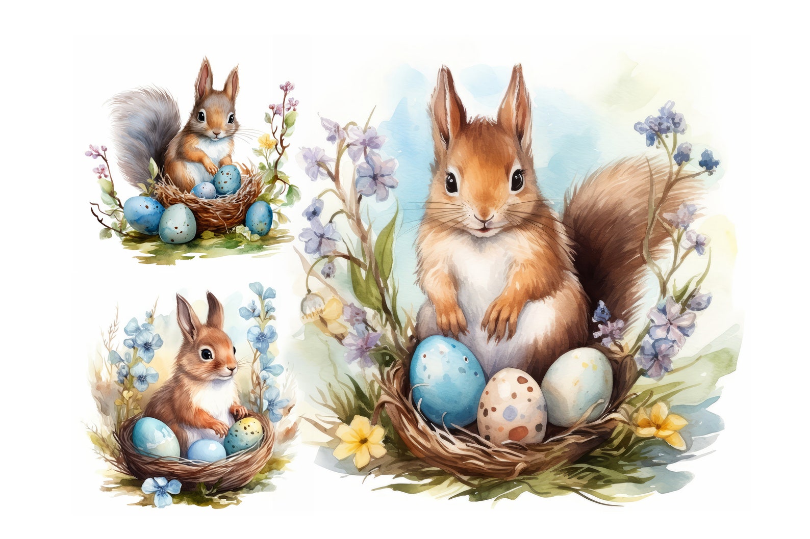Easter Squirrel Clipart Bundle, High Quality Jpgs, Digital Download ...