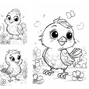 Cute Bird Coloring Page for Kids, Instant Download, Coloring Book ...