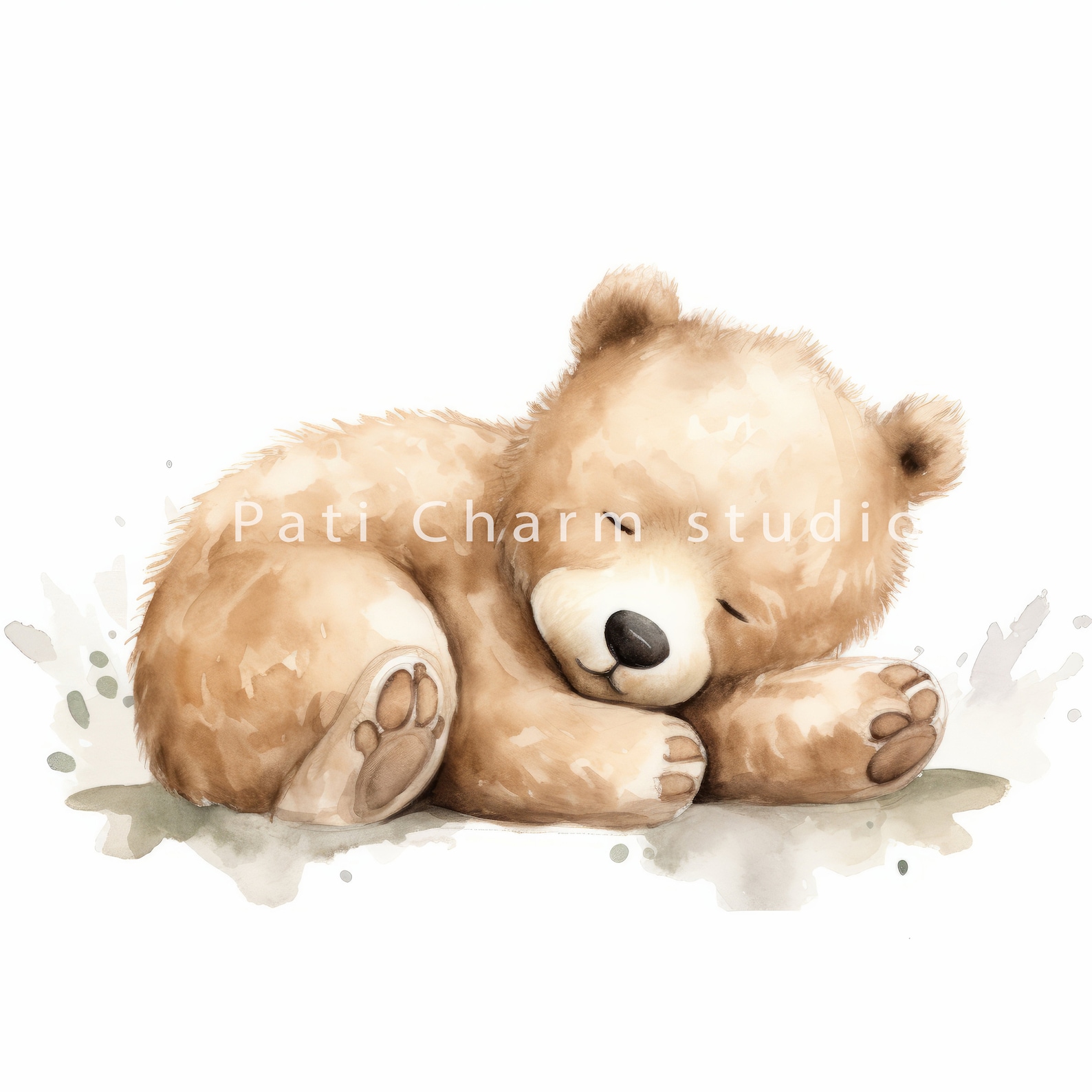 Watercolor Sleepy Bears Clipart Set, Jpgs, Sleeping Baby Animals ...