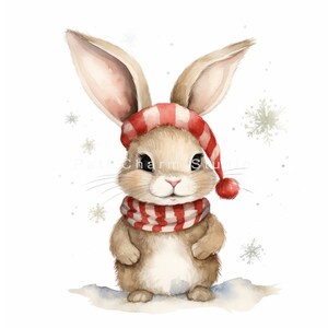 Watercolor Santa Rabbit Clipart PNG, High Quality, Christmas Bunny ...