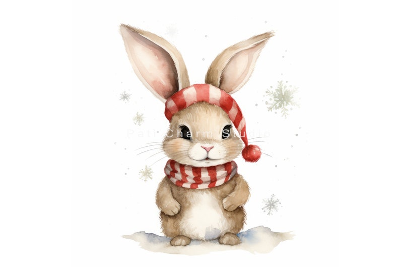 Watercolor Santa Rabbit Clipart PNG, High Quality, Christmas Bunny ...