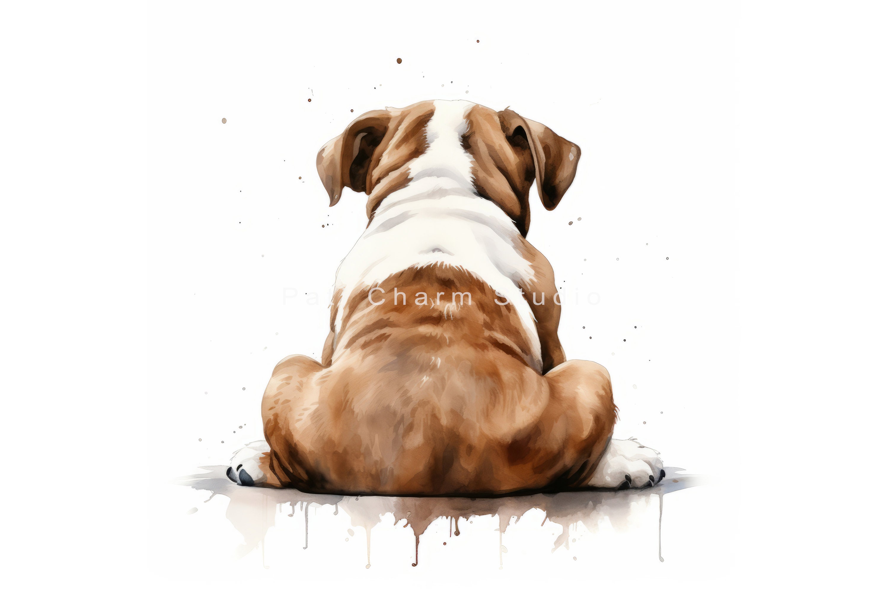 Watercolor Dogs From Back View, Clipart Bundle, Scrapbook Images ...