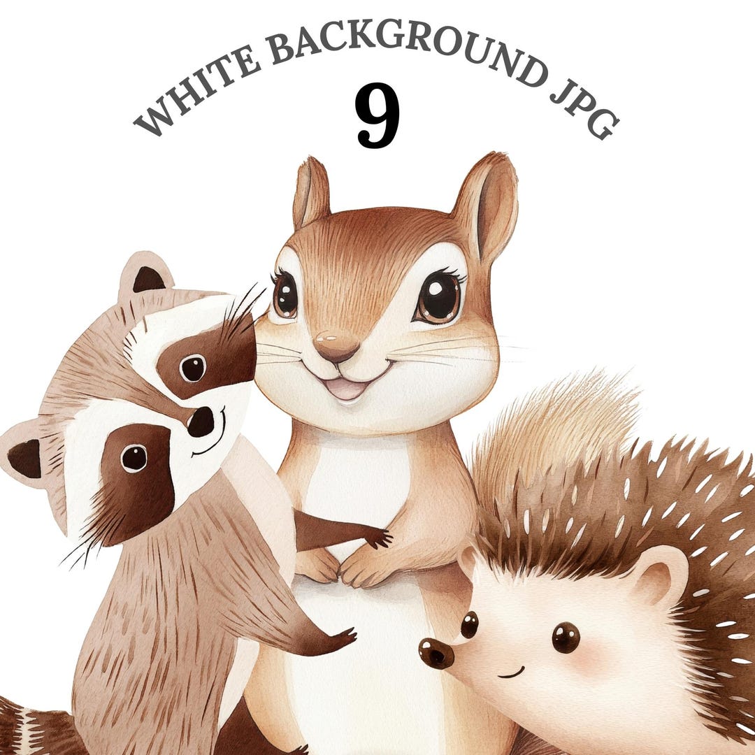 Watercolor Autumn Woodland Animal Clipart Set, Nursery Baby Animal ...