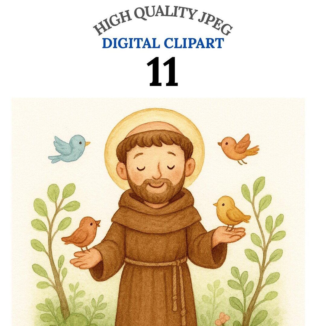 Francis Assisi Clipart Set, Saint Francis With Animals, Christian ...