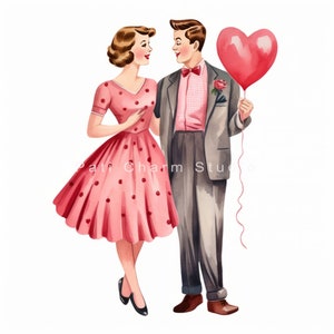Retro Couple Clipart Set, Jpgs, Valentine Clipart, Wedding Clipart ...