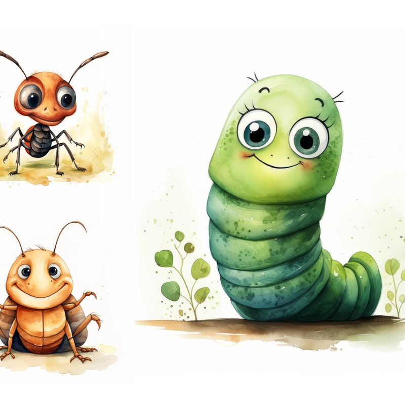 Watercolor Bugs Clipart - Etsy